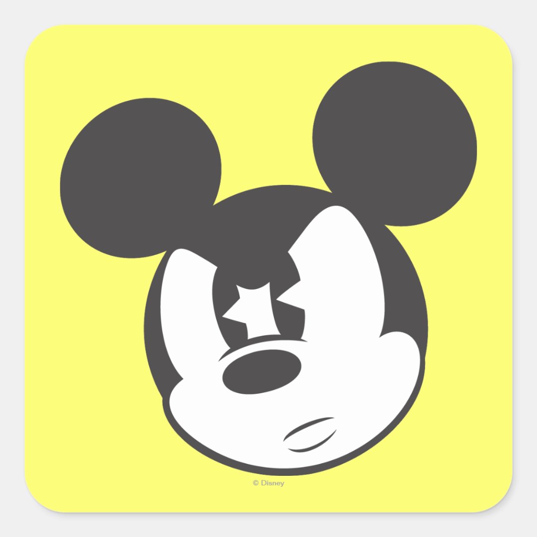 Classic Mickey | Angry Head Square Sticker | Zazzle