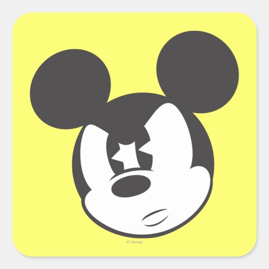 Classic Mickey | Angry Head Square Sticker | Zazzle.com