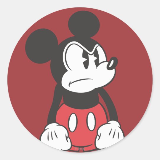 Classic Mickey | Angry Pose Classic Round Sticker | Zazzle.com