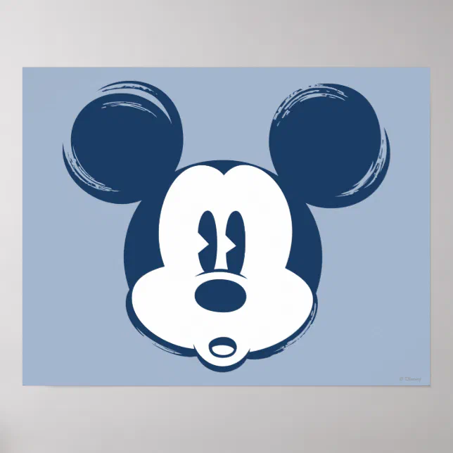 Classic Mickey | Blue Head Poster | Zazzle