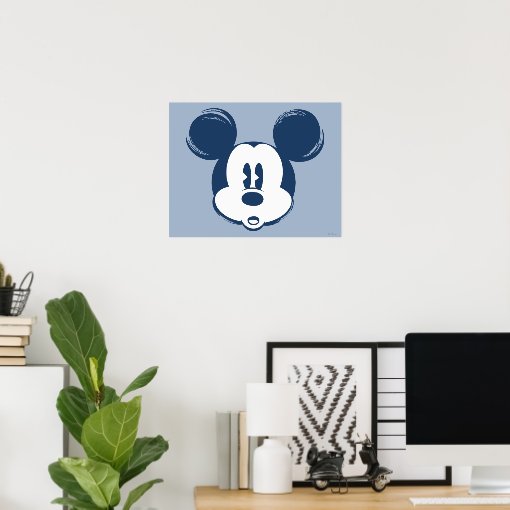 Classic Mickey | Blue Head Poster | Zazzle