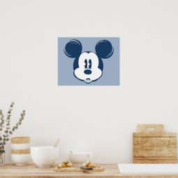 Classic Mickey | Blue Head Poster | Zazzle