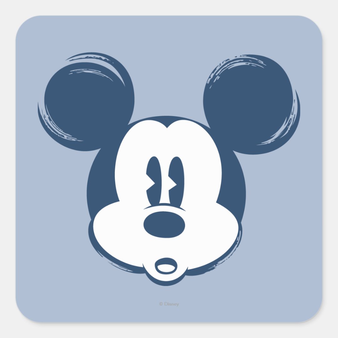 Classic Mickey | Blue Head Square Sticker | Zazzle