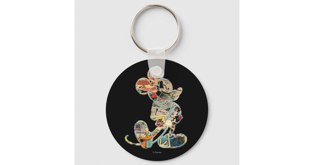 Classic Mickey | Comic Silhouette Keychain | Zazzle