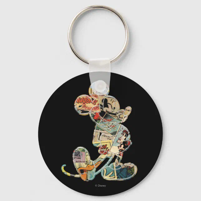 Classic Mickey | Comic Silhouette Keychain | Zazzle