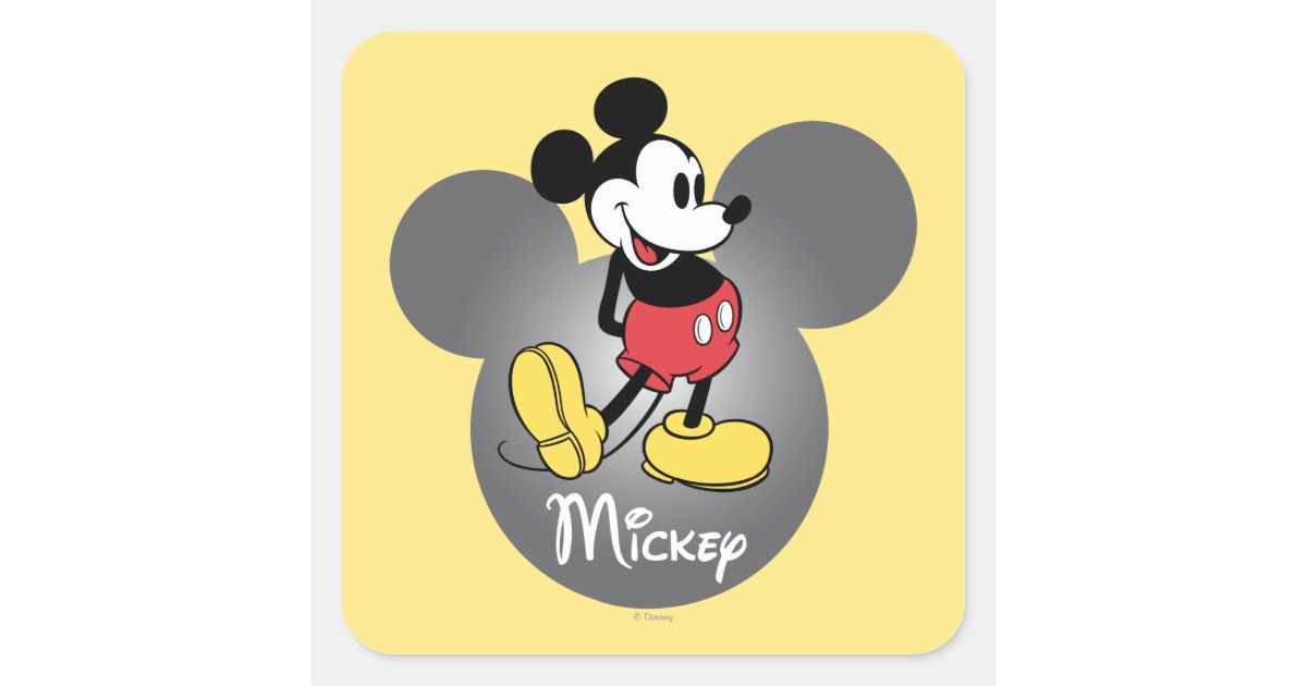 Classic Mickey | Head Icon Square Sticker | Zazzle.com