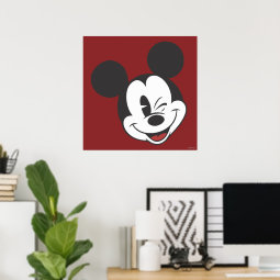 Classic Mickey | Head Tilt Wink Poster | Zazzle