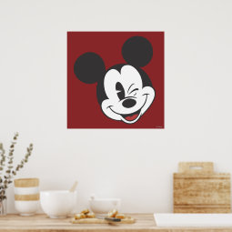 Classic Mickey | Head Tilt Wink Poster | Zazzle
