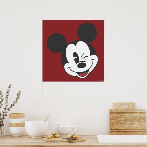 Classic Mickey | Head Tilt Wink Poster | Zazzle