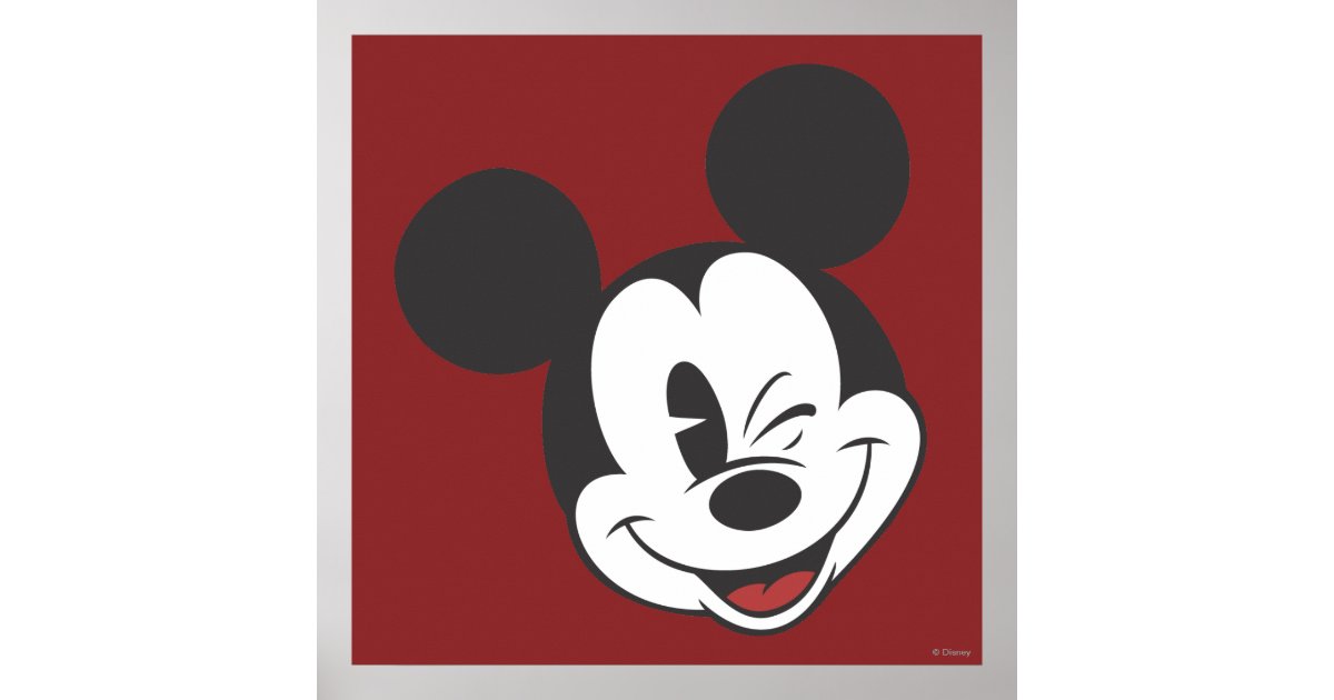 Classic Mickey | Head Tilt Wink Poster | Zazzle