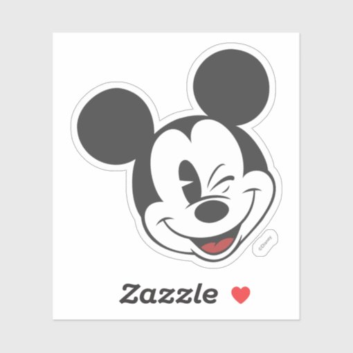 Classic Mickey | Head Tilt Wink Sticker | Zazzle