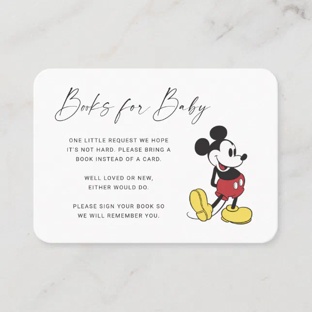 Classic Mickey Mouse | Books for Baby Insert Card | Zazzle