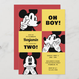 Classic Mickey Mouse Colorblock Birthday Invitation | Zazzle