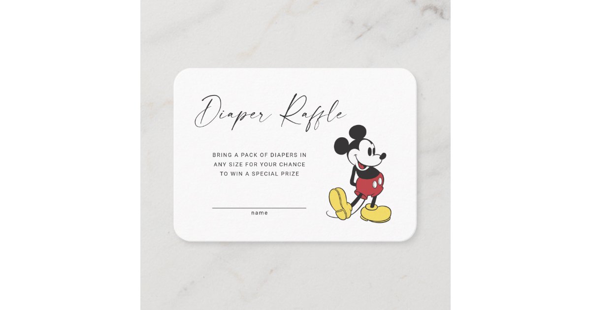 Classic Mickey Mouse | Diaper Raffle Insert Card | Zazzle