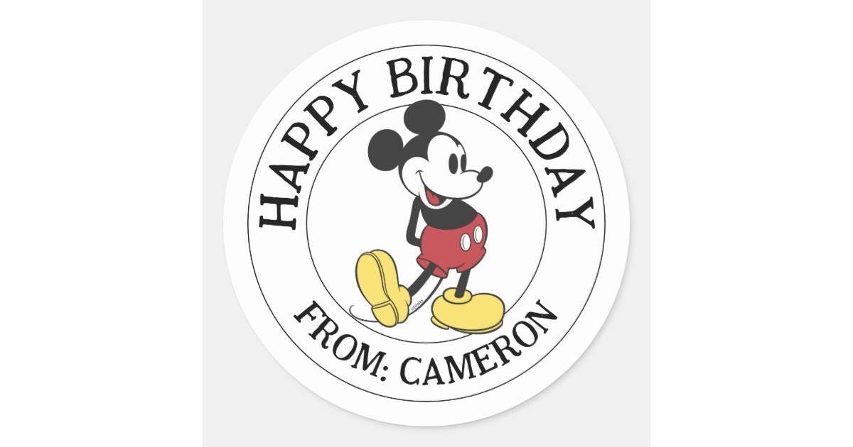 Classic Mickey Mouse | Happy Birthday Classic Round Sticker | Zazzle