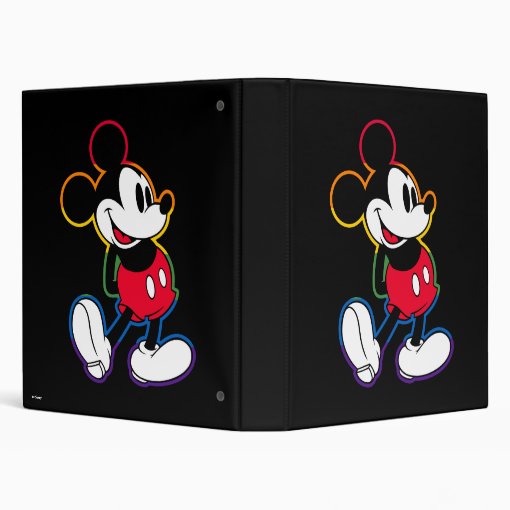 Classic Mickey Rainbow Outline 3 Ring Binder | Zazzle