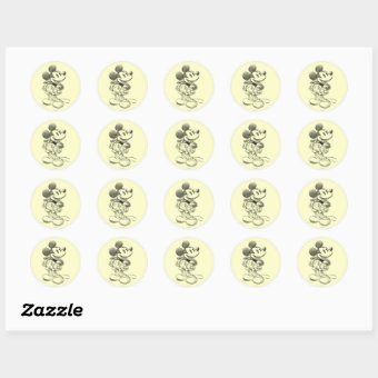 Classic Mickey | Sketch Classic Round Sticker | Zazzle