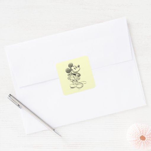 Classic Mickey | Sketch Square Sticker | Zazzle