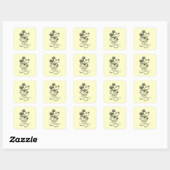 Classic Mickey | Sketch Square Sticker | Zazzle