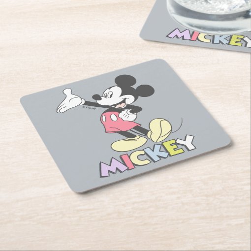 Classic Mickey Square Paper Coaster | Zazzle