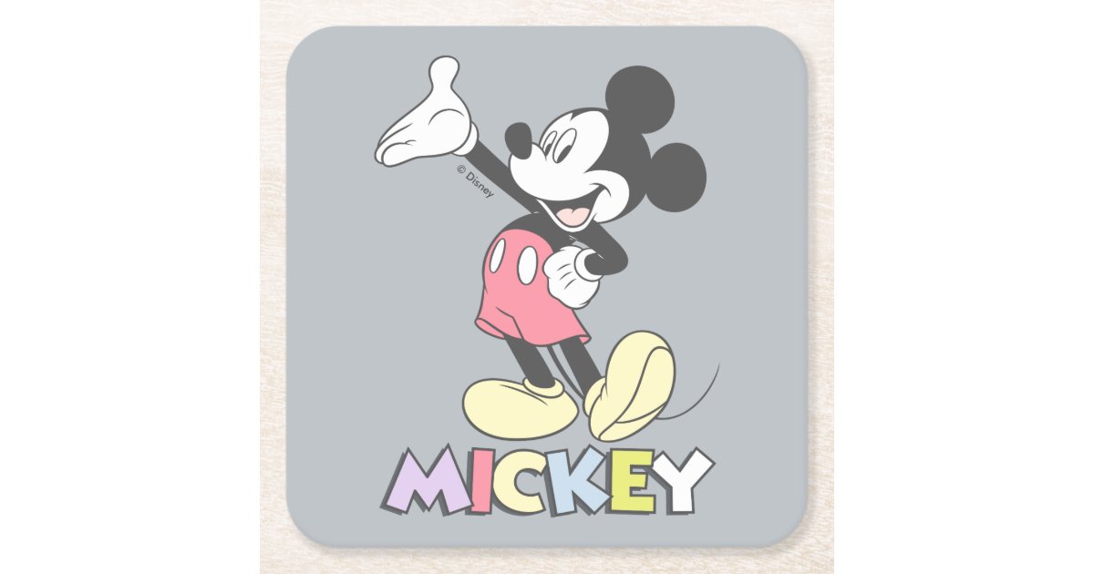 Classic Mickey Square Paper Coaster | Zazzle