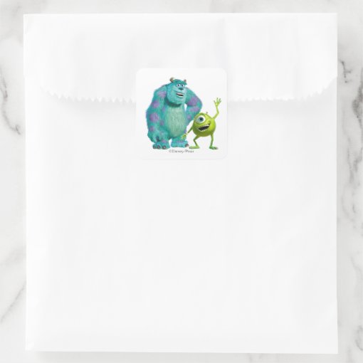 Classic Mike & Sully Waving Disney Square Sticker | Zazzle