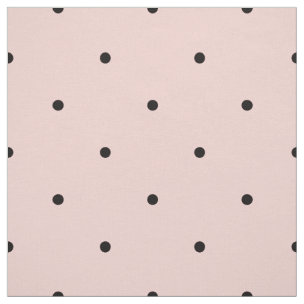 Classic Mini Black & Vanilla Polka Dots Pattern Fabric | Zazzle