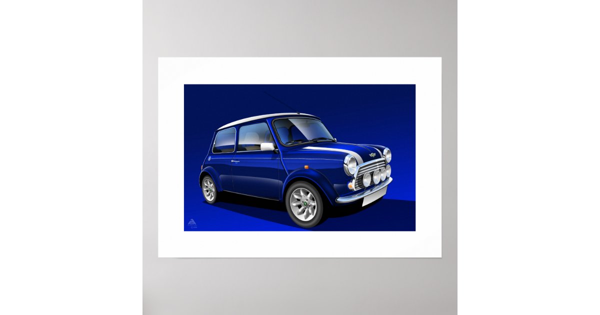 Classic Mini Cooper Poster Illustration | Zazzle