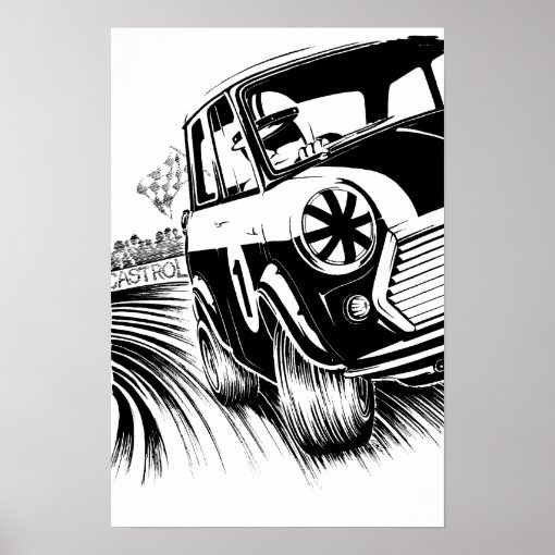Classic Mini Racing Artwork Poster | Zazzle