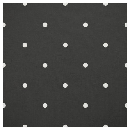 Classic Mini Black & Vanilla Polka Dots Pattern Fabric | Zazzle
