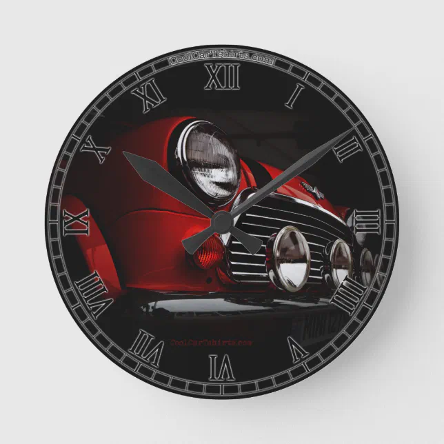 Classic Mini with rally lights Clock | Zazzle