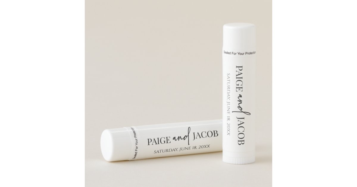 Classic Minimal Minimalist Custom Names Wedding Lip Balm | Zazzle