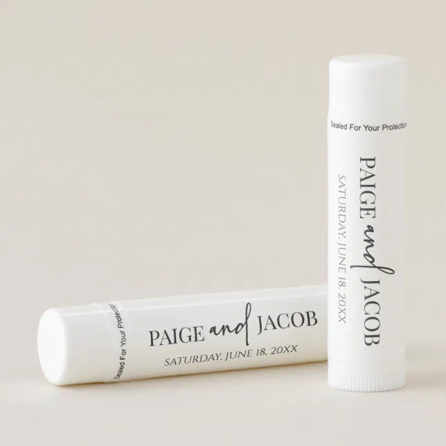 Classic Minimal Minimalist Custom Names Wedding Lip Balm | Zazzle