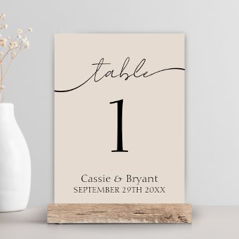 Classic Minimal Modern Script Wedding Table Number | Zazzle