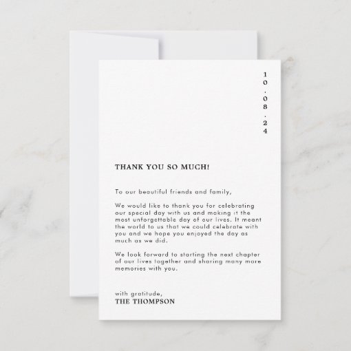 Classic Minimal Typography Photo Wedding Thank You Card | Zazzle