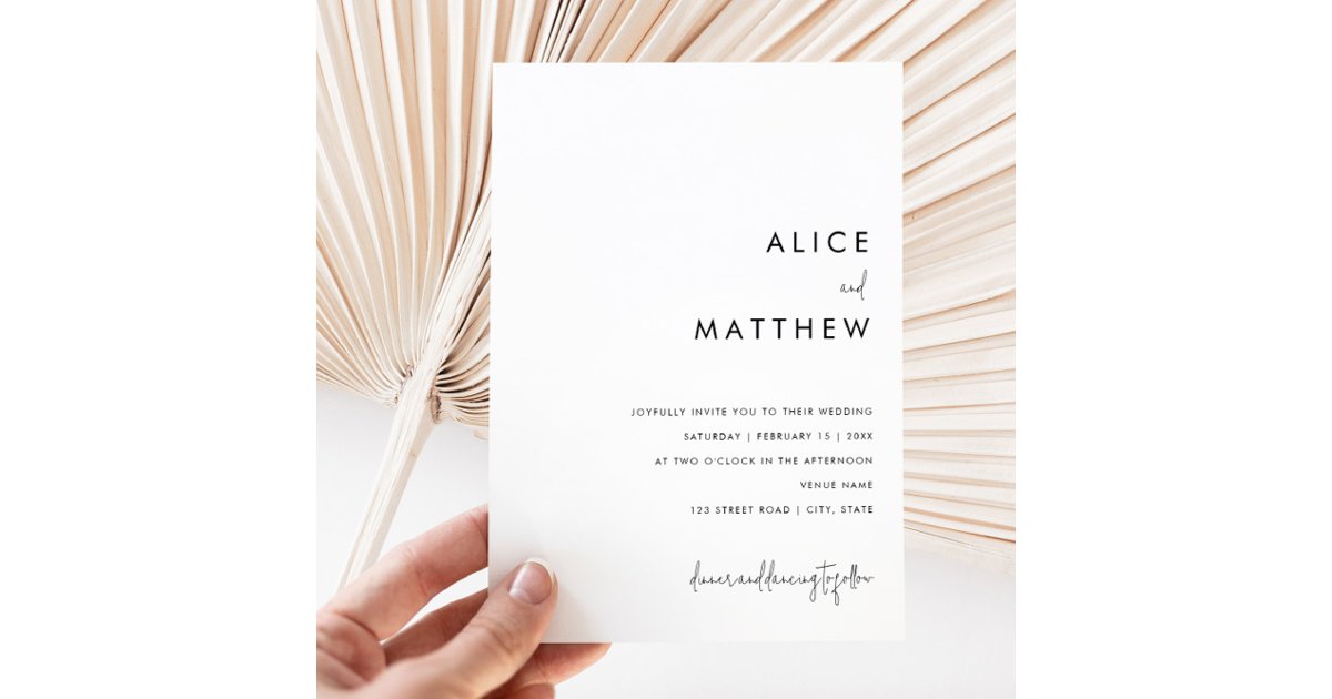 Classic Minimalist Black and White Wedding Invitation | Zazzle