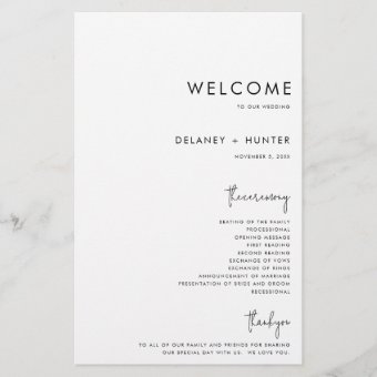 Classic Minimalist Custom Wedding Paper Program | Zazzle