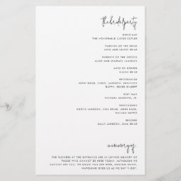 Classic Minimalist Custom Wedding Paper Program | Zazzle