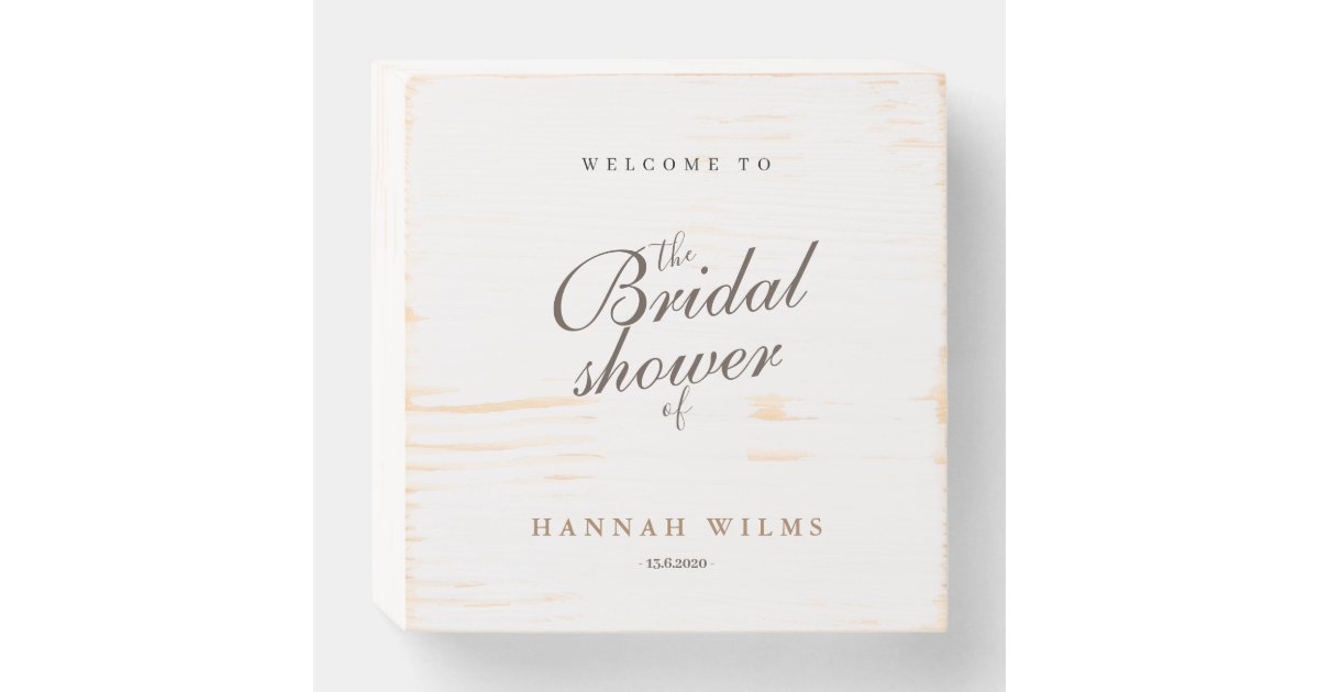 Classic Minimalist Elegant Bridal Shower Welcome Wooden Box Sign | Zazzle