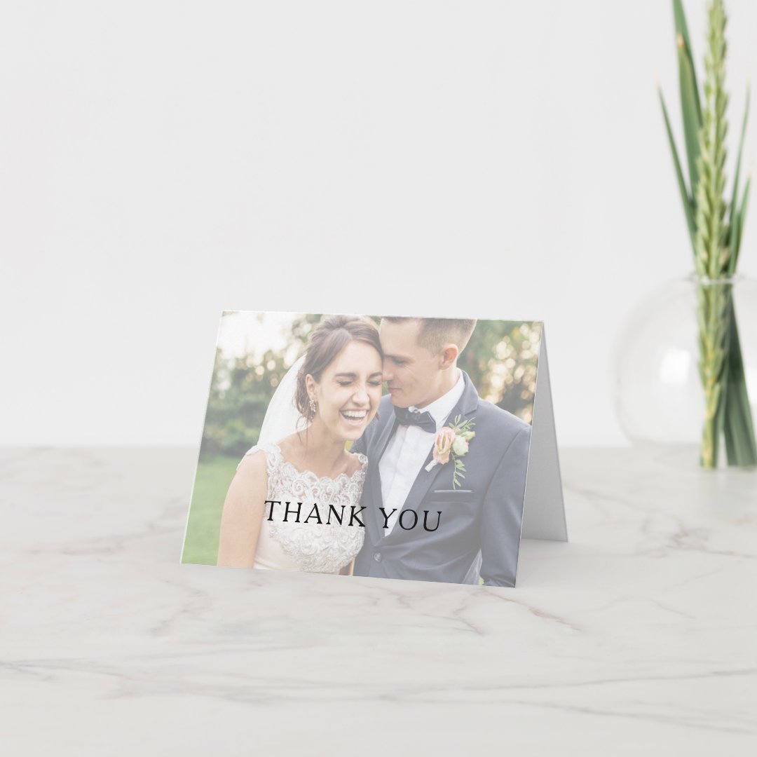 Classic Minimalist Folded Front and Back Photo Thank You Card | Zazzle