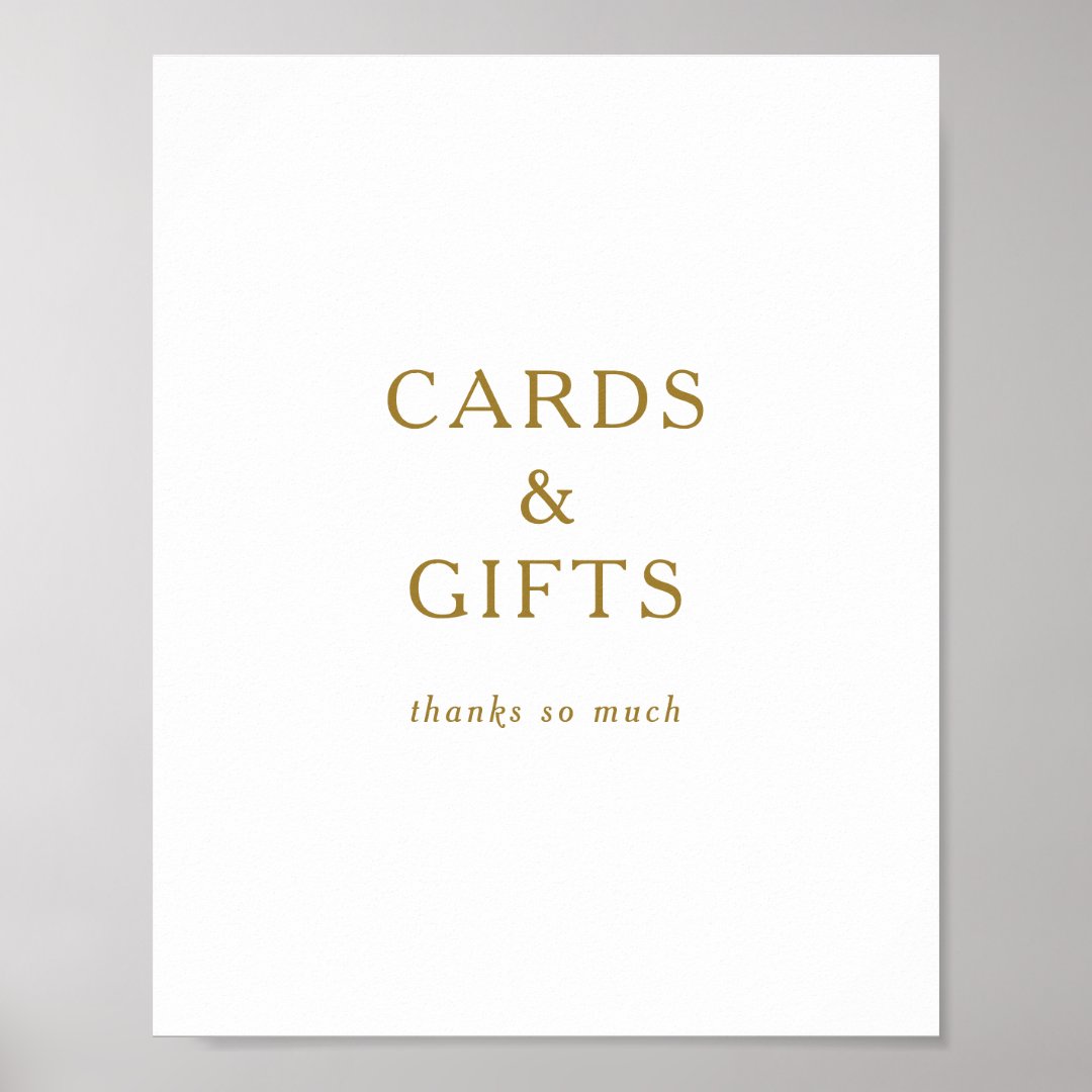 Classic Minimalist Gold Cards and Gifts Sign | Zazzle