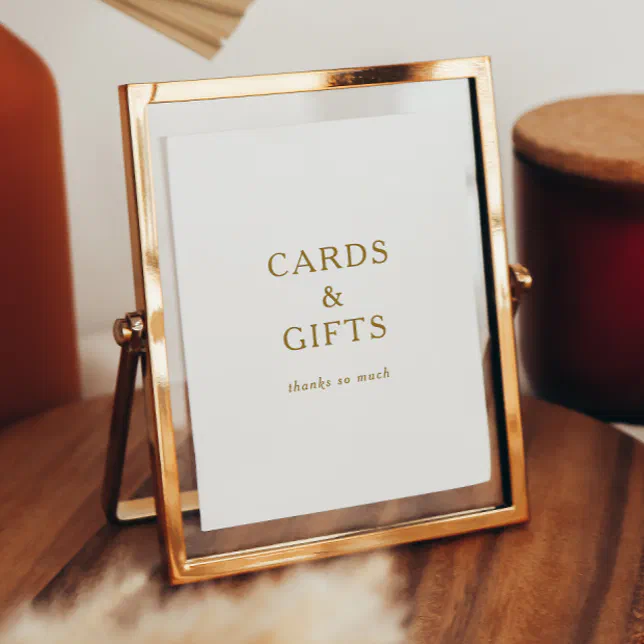 Classic Minimalist Gold Cards and Gifts Sign | Zazzle