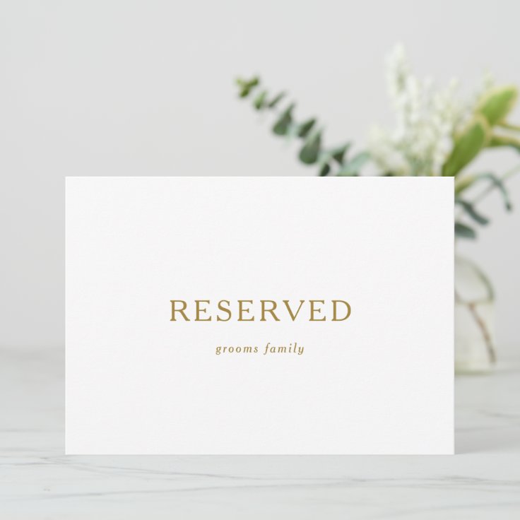 Classic Minimalist Gold Reserved Sign | Zazzle