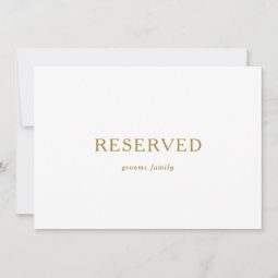 Classic Minimalist Gold Reserved Sign | Zazzle