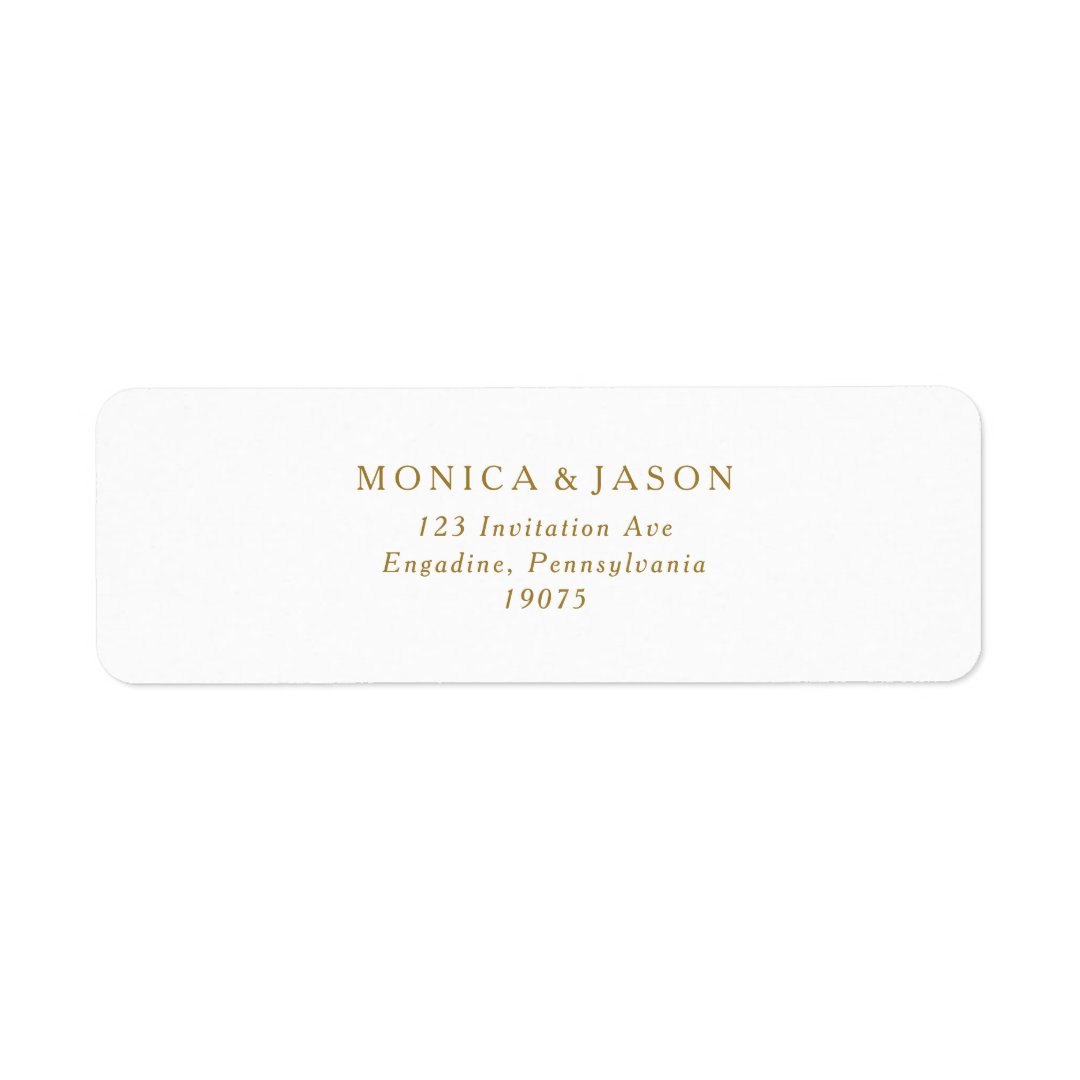 Classic Minimalist Gold Return Address Label | Zazzle