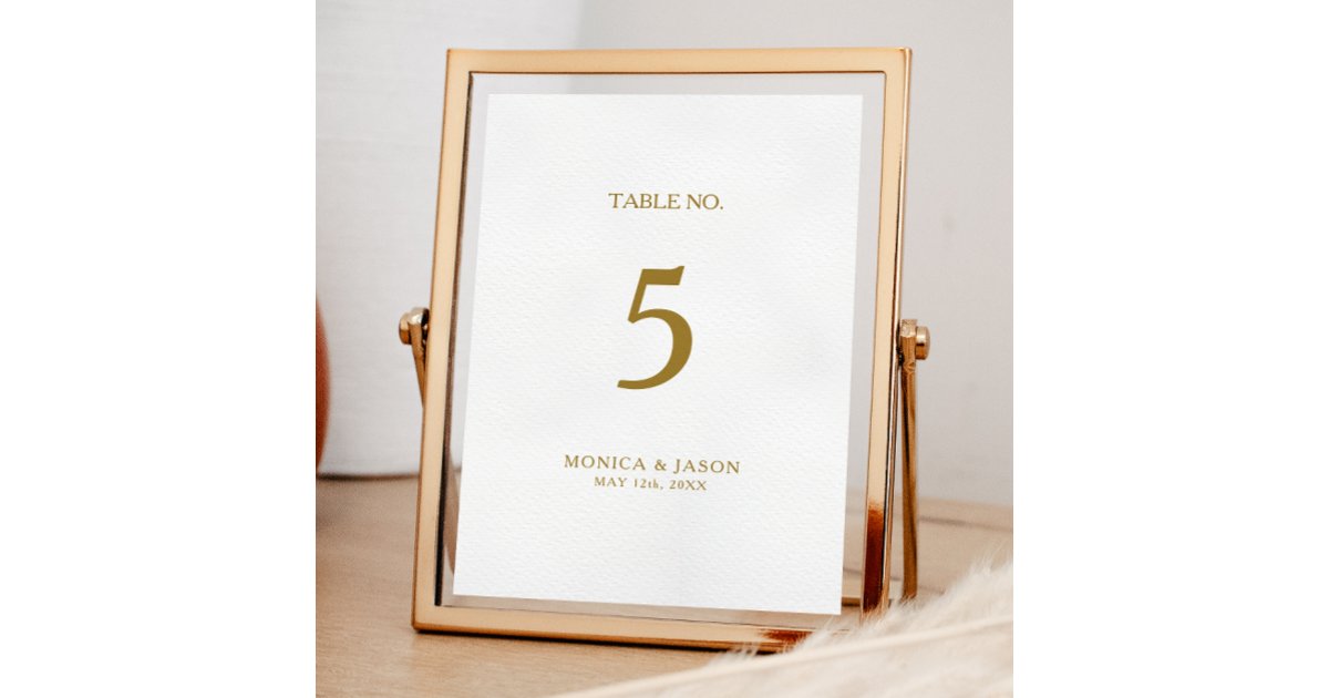 Classic Minimalist Gold Table Number | Zazzle
