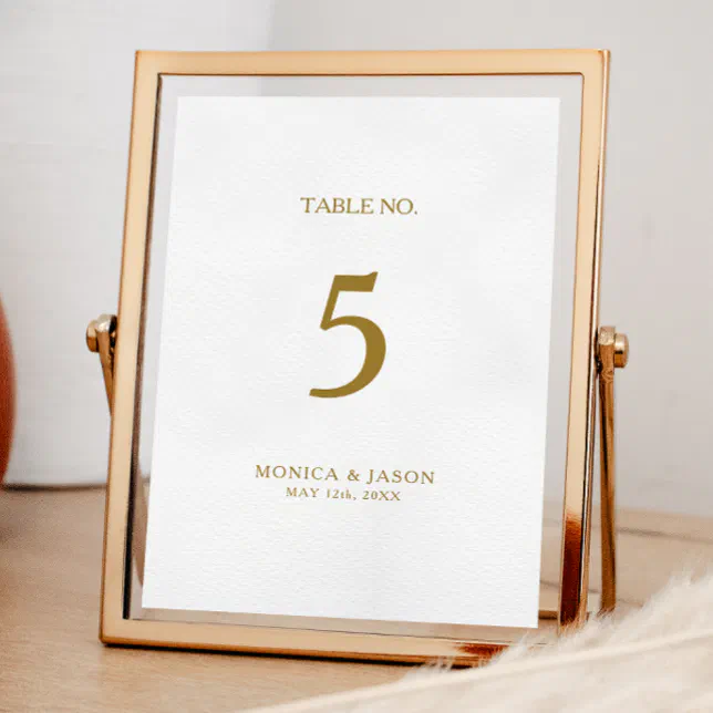Classic Minimalist Gold Table Number | Zazzle