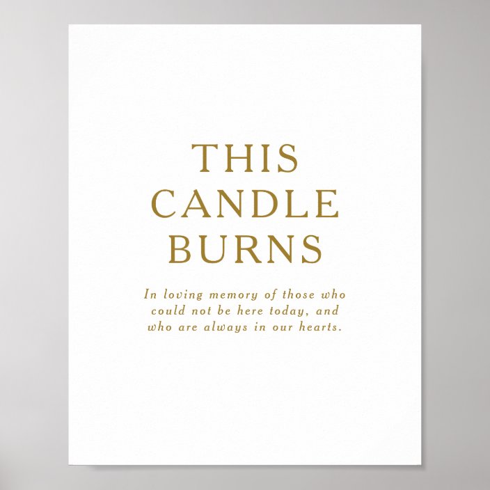 Classic Minimalist Gold This Candle Burns Sign | Zazzle.com