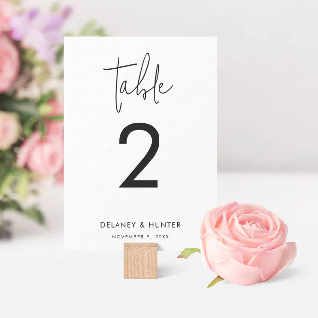 Classic Minimalist Mixed Font Editable Table Number | Zazzle