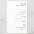 Classic Minimalist Simple Black & White Paper Menu | Zazzle